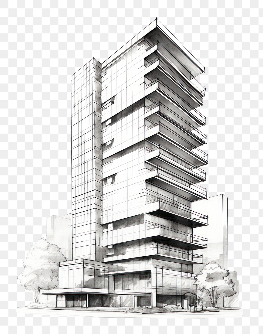 PNG modern high-rise building sketch | Premium PNG - rawpixel