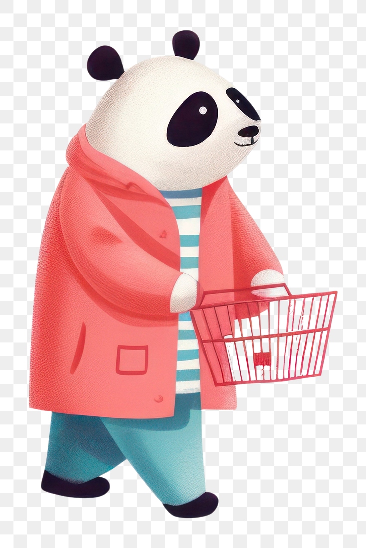 PNG Panda shopping cute representation | Free PNG - rawpixel