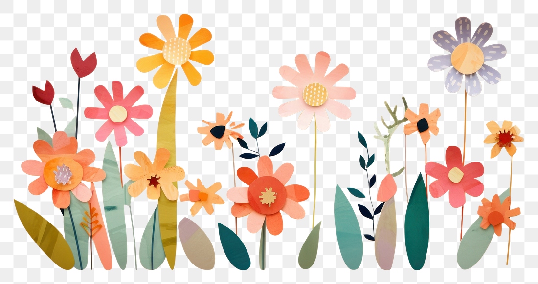 PNG colorful flowers, paper craft | Free PNG - rawpixel