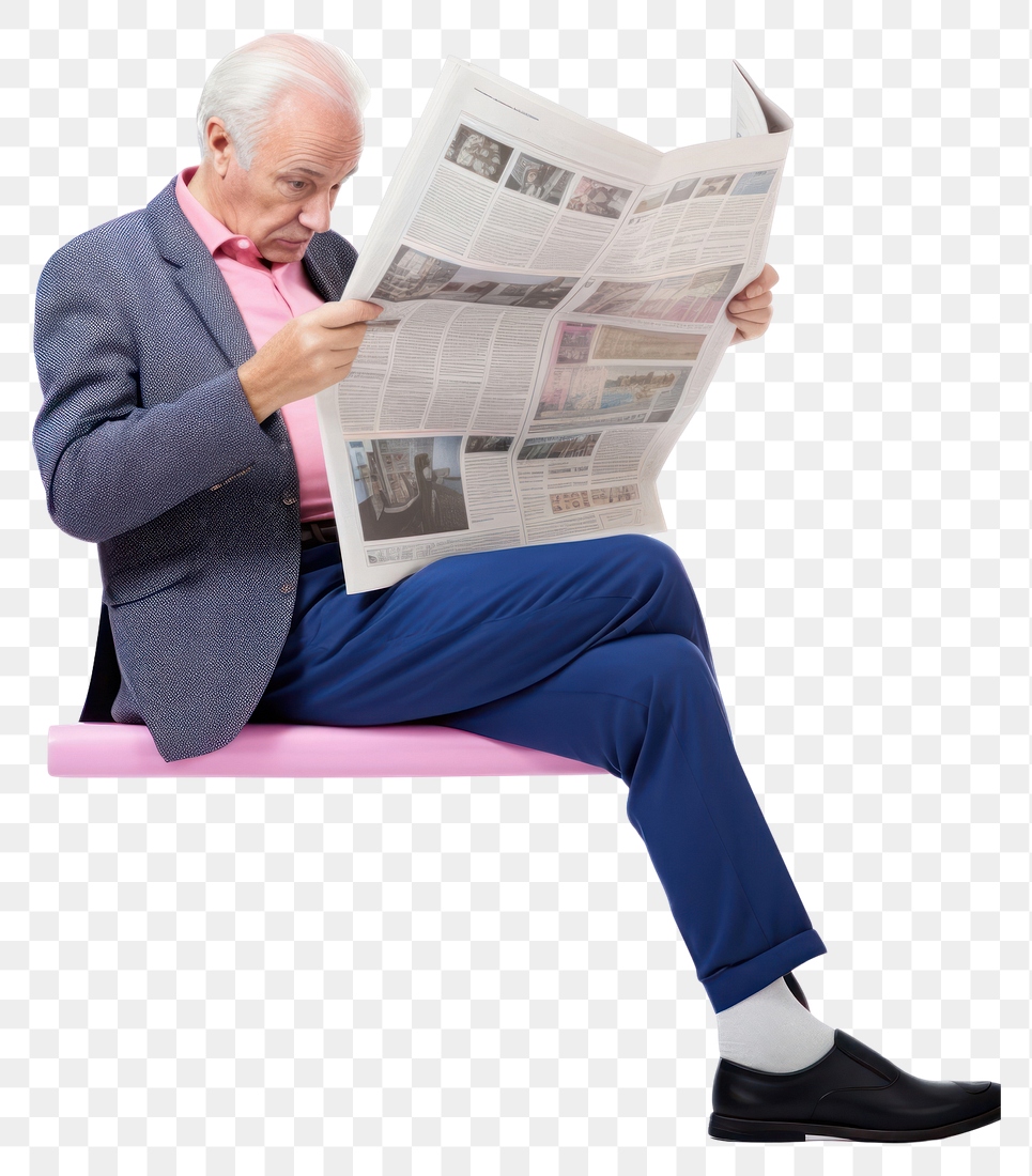 PNG Senior man reading news | Premium PNG - rawpixel