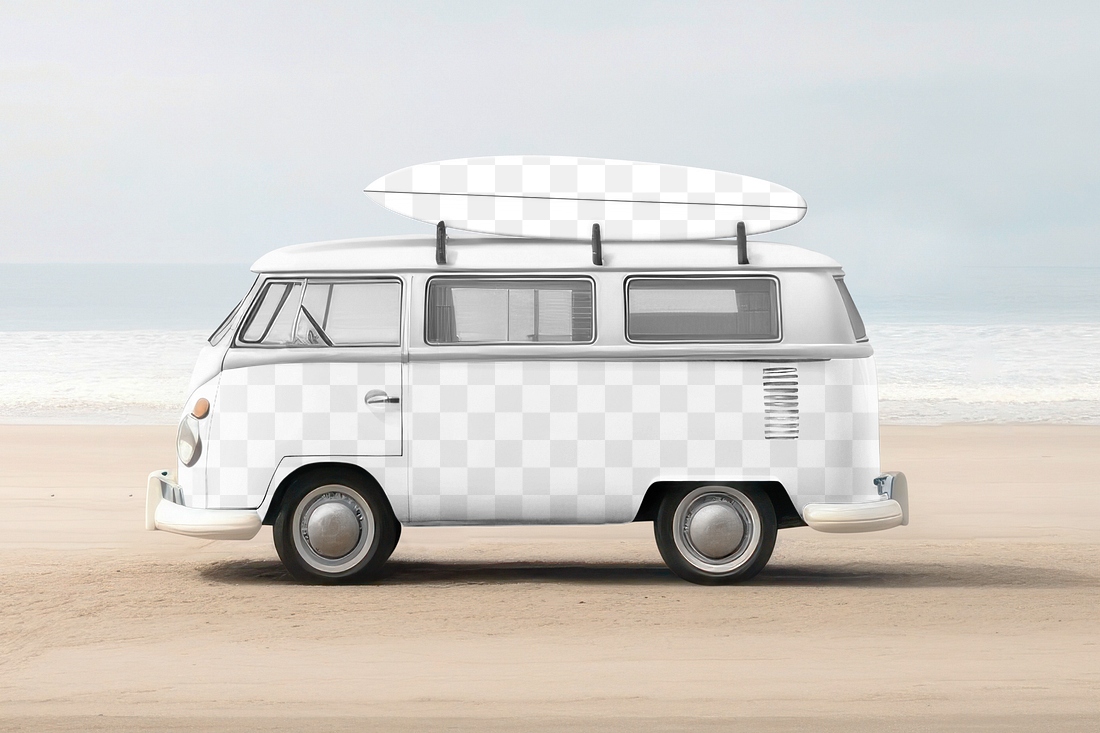 Retro microbus png mockup, transparent | Free PNG - rawpixel