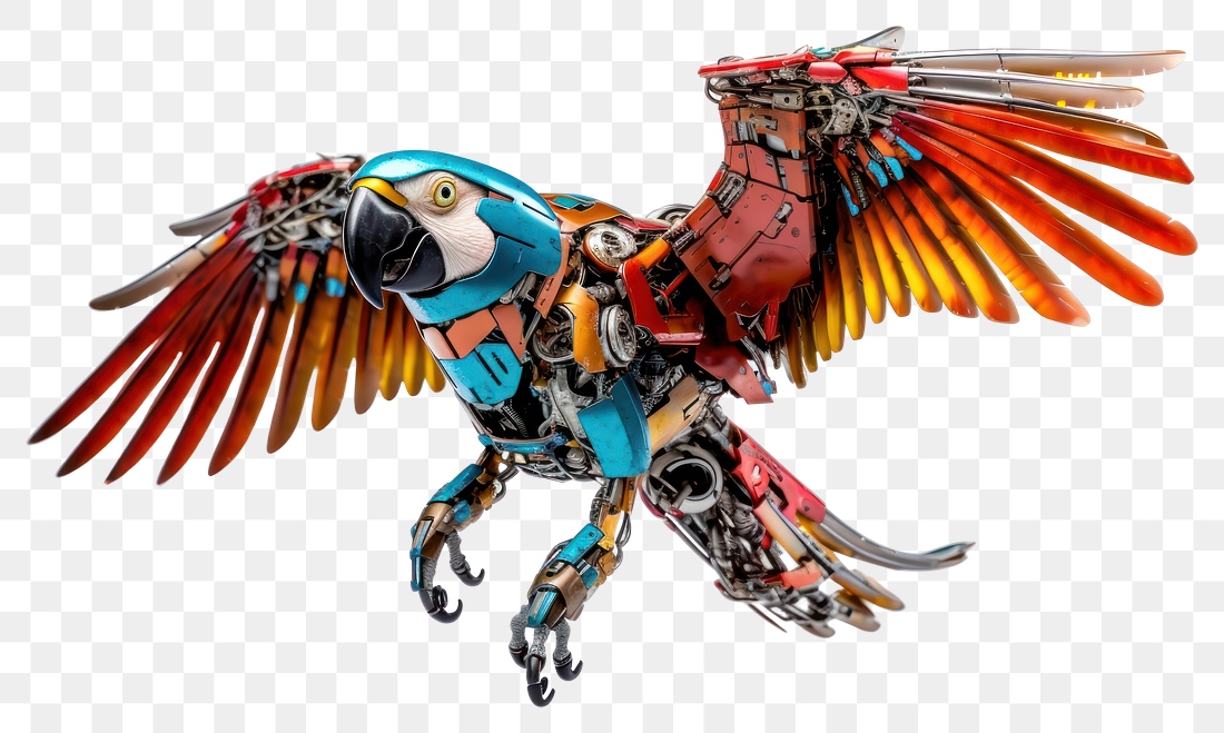 PNG Cyborg parrot flying animal | Free PNG - rawpixel