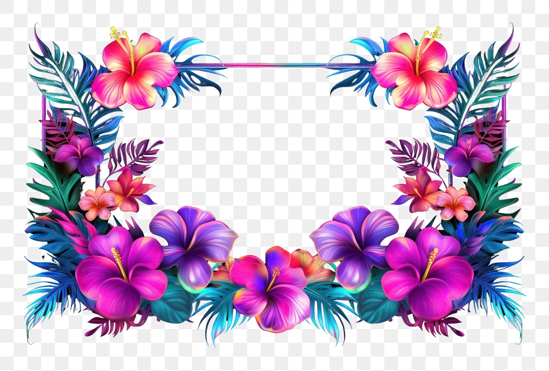 PNG Tropical flowers frame pattern | Premium PNG - rawpixel
