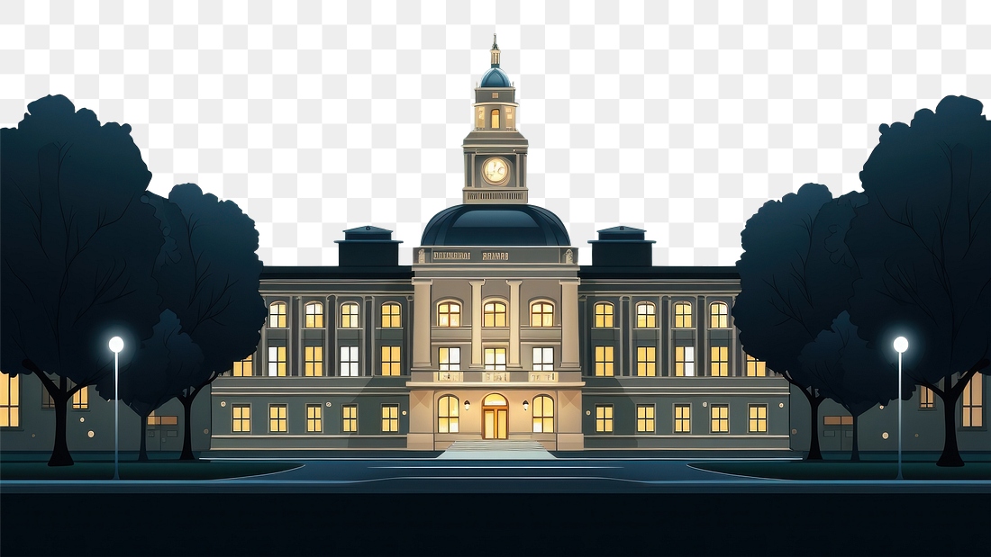 PNG City hall building night | Premium PNG - rawpixel