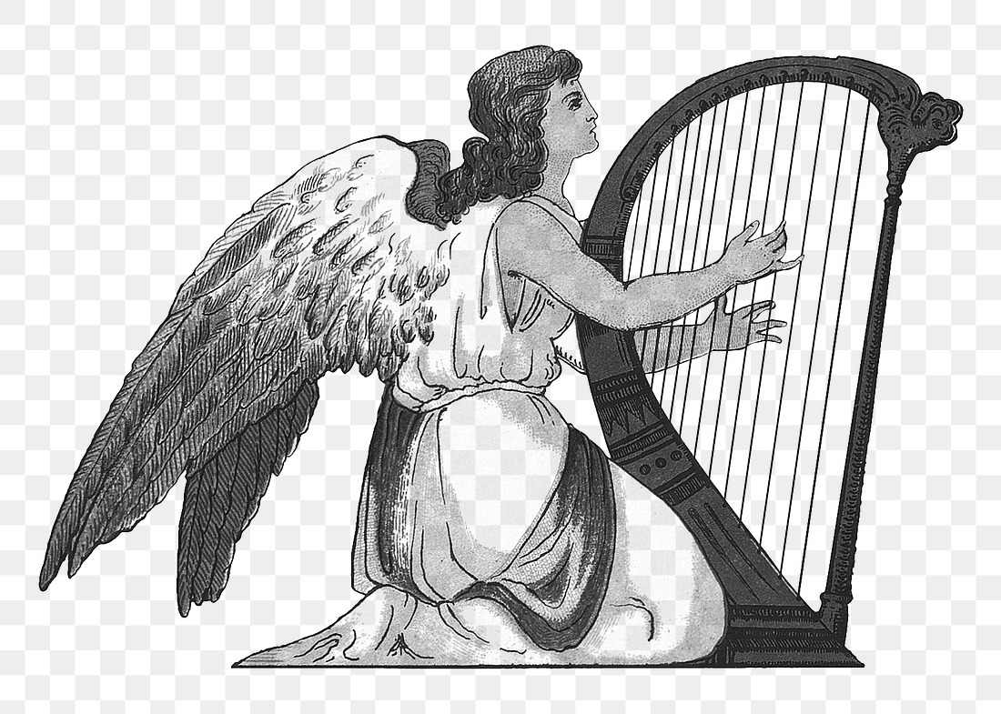 PNG Angel playing harp, vintage | Premium PNG - rawpixel