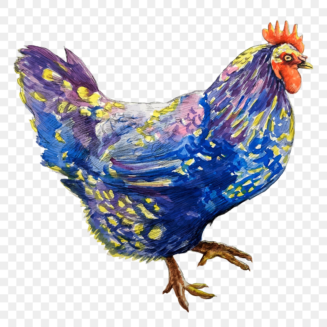 Blue chicken png sticker illustration, | Free PNG - rawpixel
