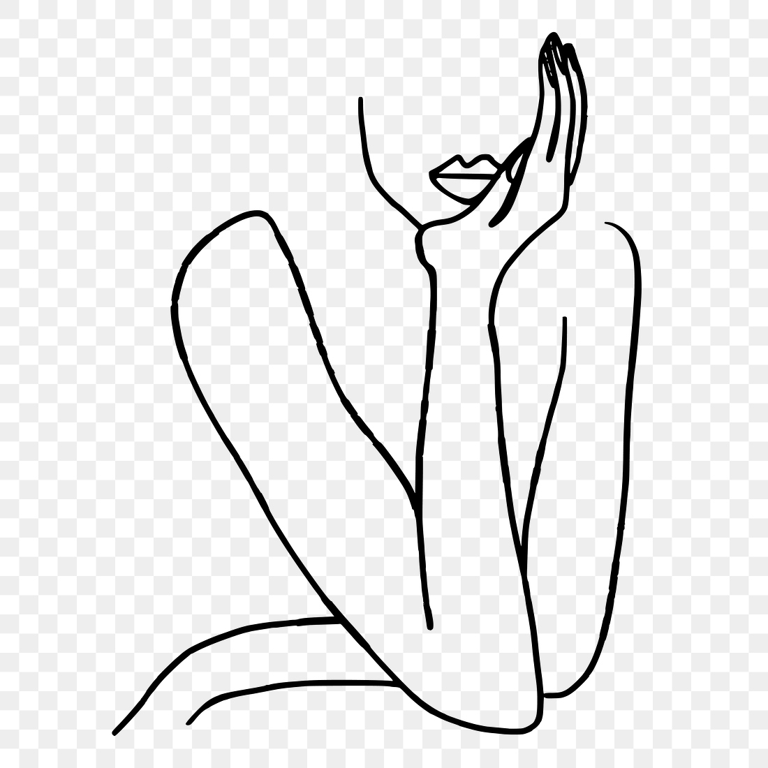 PNG line art woman sticker | Free PNG - rawpixel