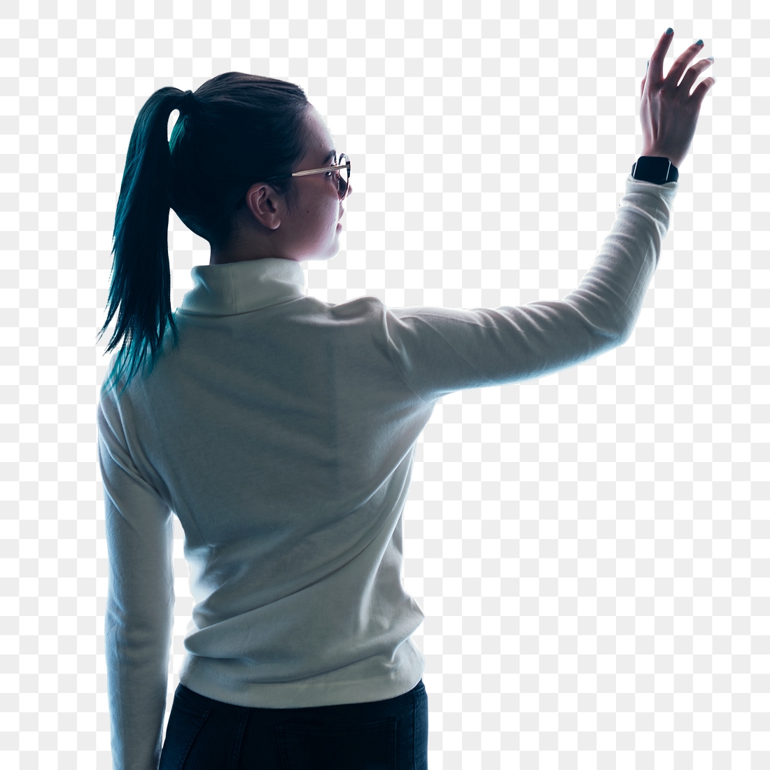 Girl touching screen transparent png | Premium PNG Sticker - rawpixel