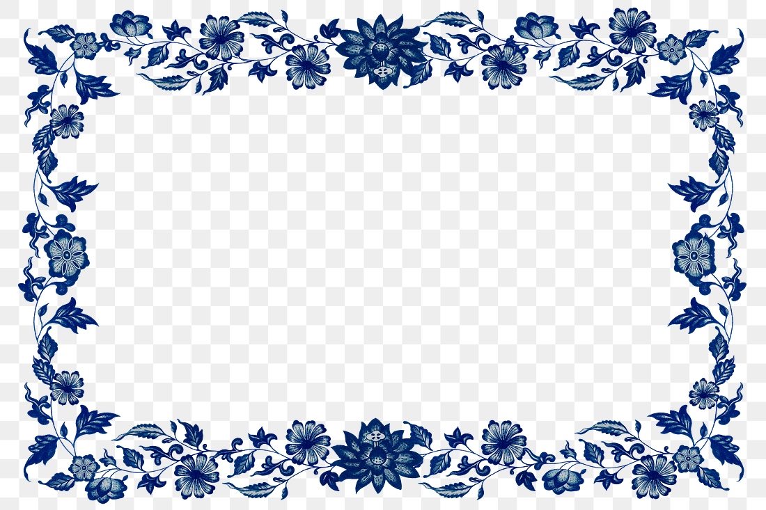 Blue flower frame png, vintage | Premium PNG - rawpixel