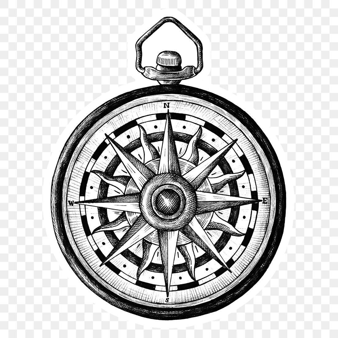 Hand drawn classic compass sticker | Premium PNG Sticker - rawpixel