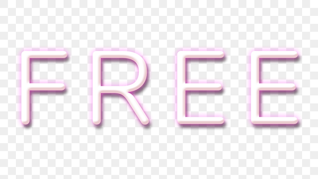 Purple neon word FREE typography | Free PNG - rawpixel