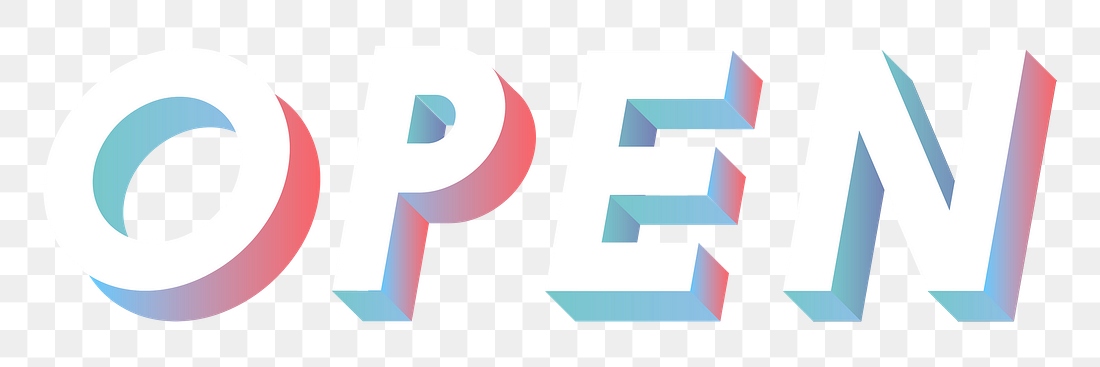 Isometric word Open typography design | Premium PNG Sticker - rawpixel