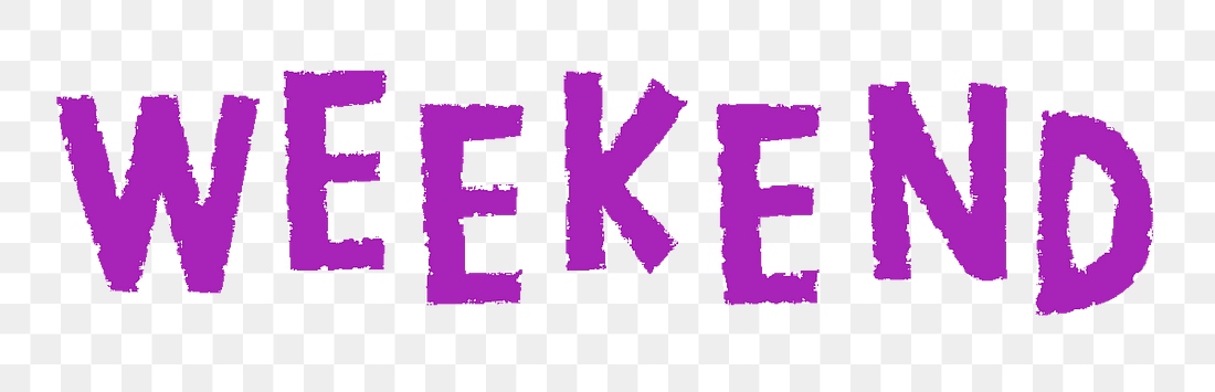 Purple weekend doodle typography design | Premium PNG Sticker - rawpixel
