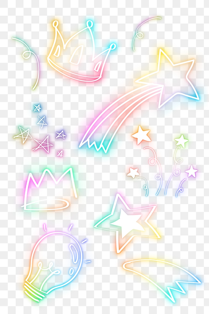Glow rainbow neon doodle png | Premium PNG - rawpixel