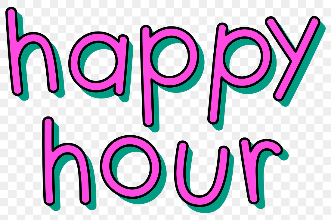 Purple happy hour typography design | Premium PNG - rawpixel