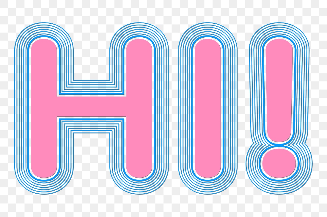 Offset stroke hi png typography | Premium PNG Sticker - rawpixel