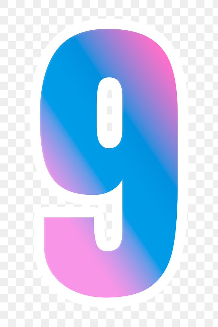 Gradient number 9 font png | Premium PNG Sticker - rawpixel