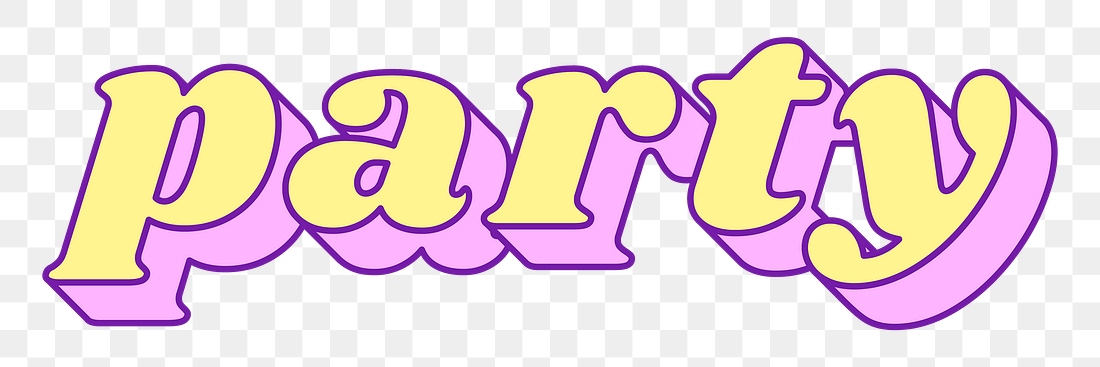 Party word png retro typography | Premium PNG - rawpixel