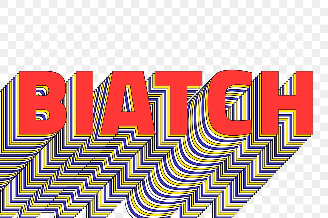 BIATCH layered png retro typography | Premium PNG Sticker - rawpixel