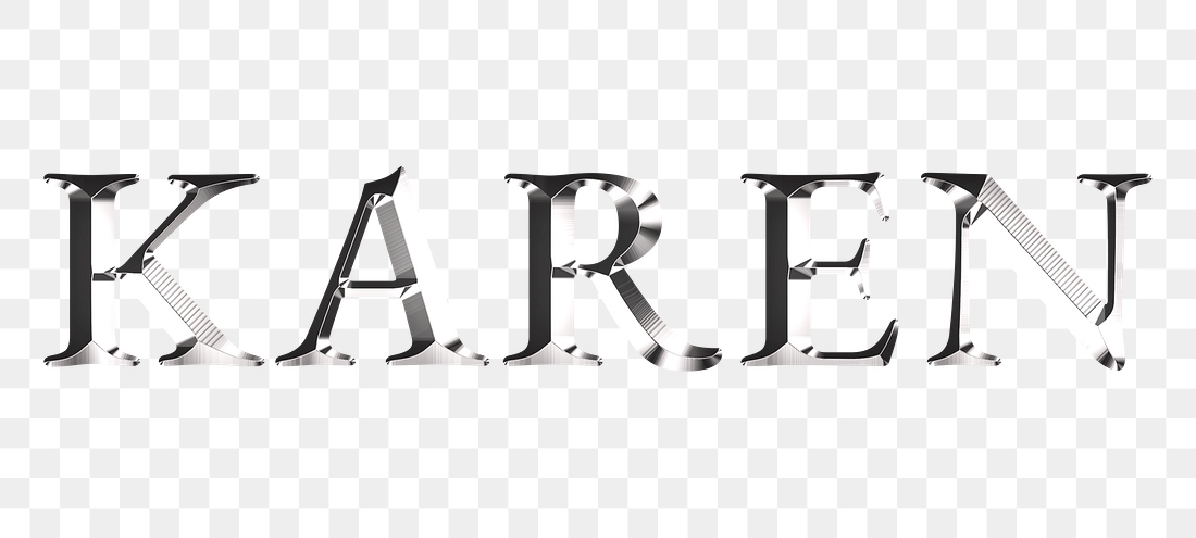Karen typography silver metallic effect | Premium PNG Sticker - rawpixel