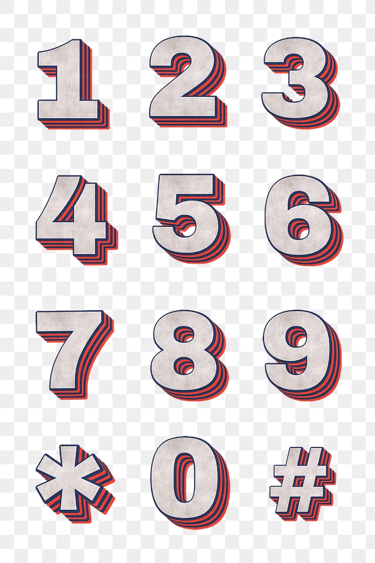 Numbers png retro typography printable | Premium PNG - rawpixel
