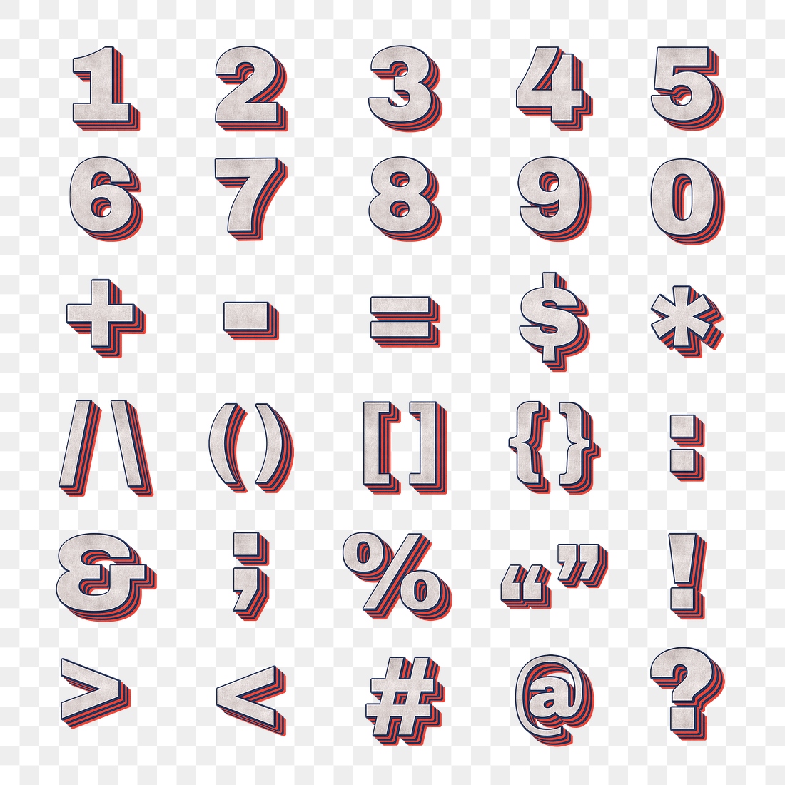 Numbers and symbols png layered | Premium PNG - rawpixel