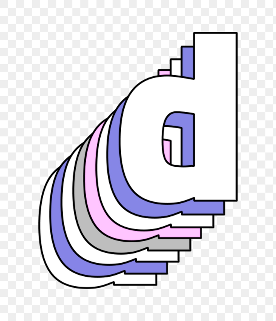 Layered letter d png pastel | Premium PNG Sticker - rawpixel