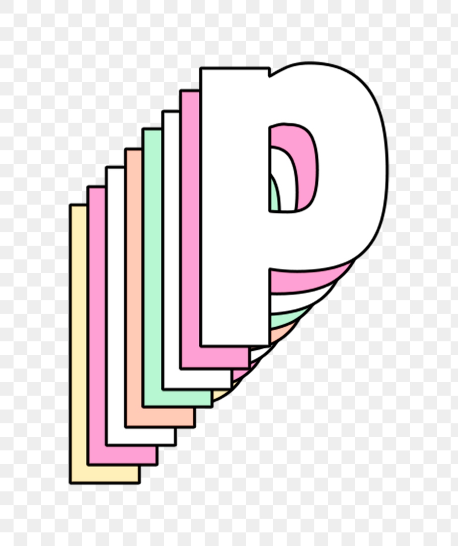 3d layered p letter pastel | Premium PNG Sticker - rawpixel