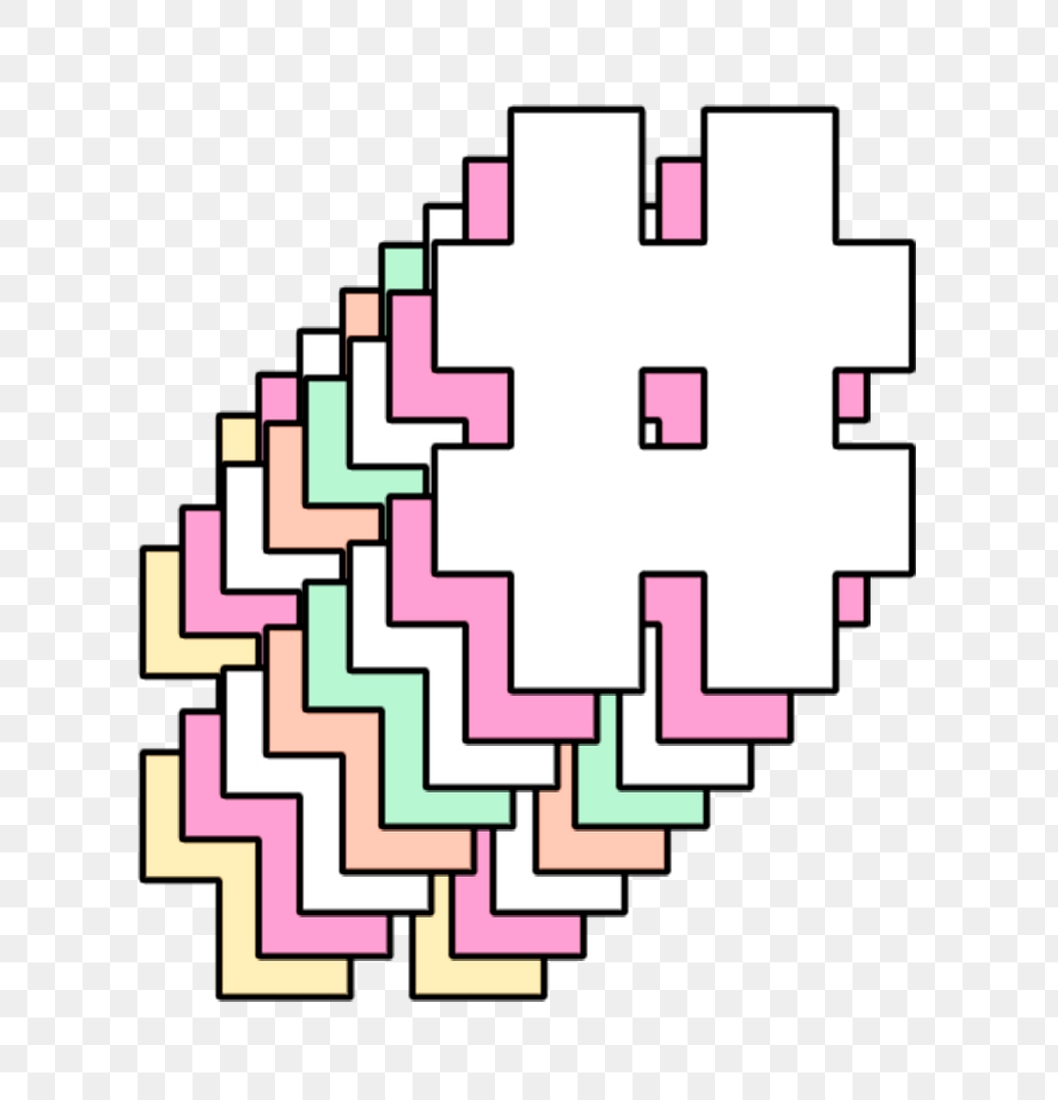 Layered hashtag sign png pastel | Premium PNG Sticker - rawpixel