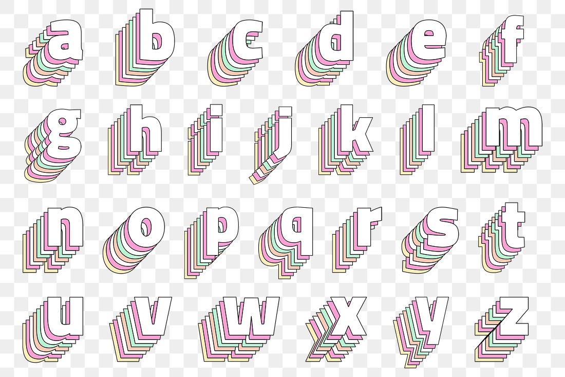 Layered transparent alphabet pastel set | Premium PNG - rawpixel