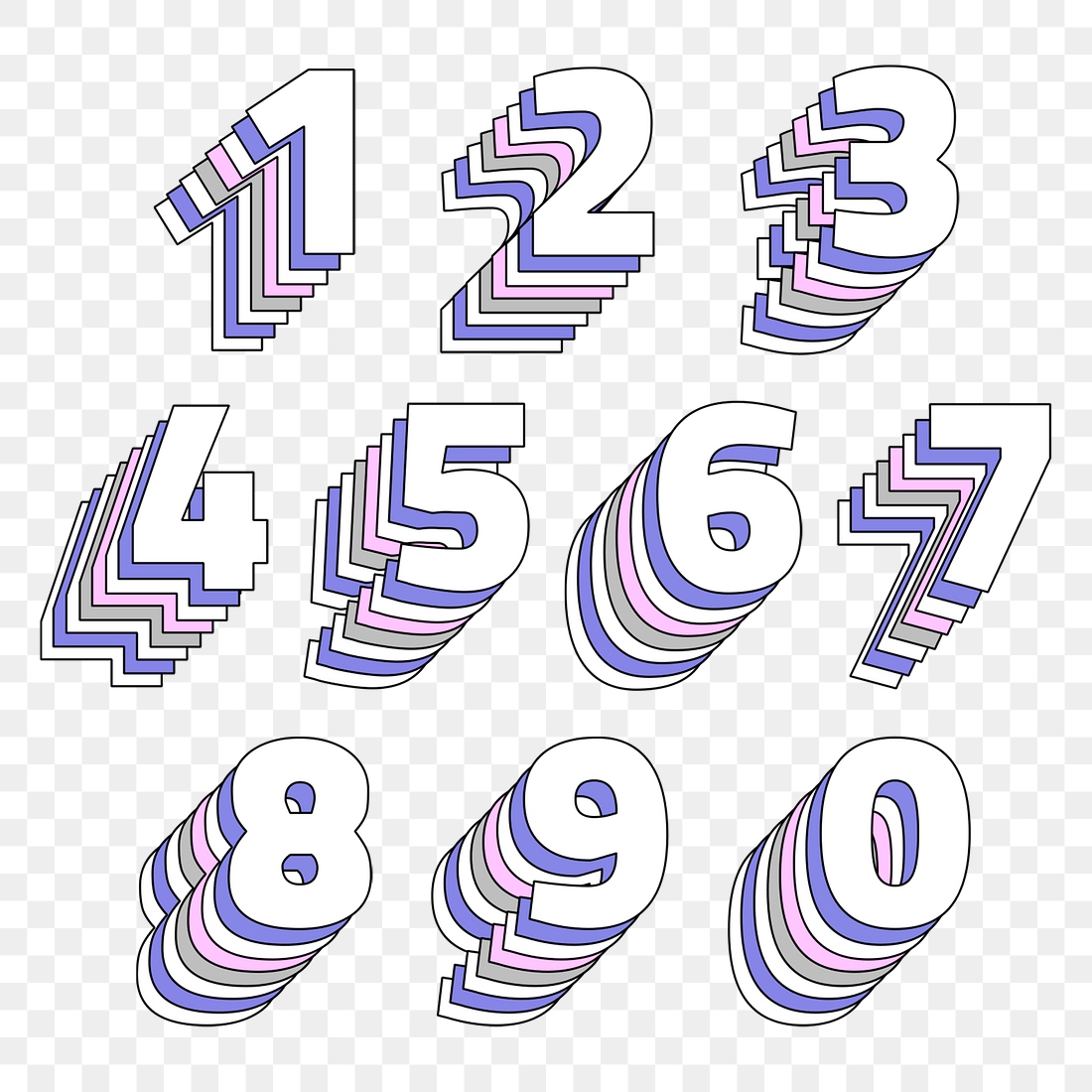Layered number set png pastel | Premium PNG - rawpixel
