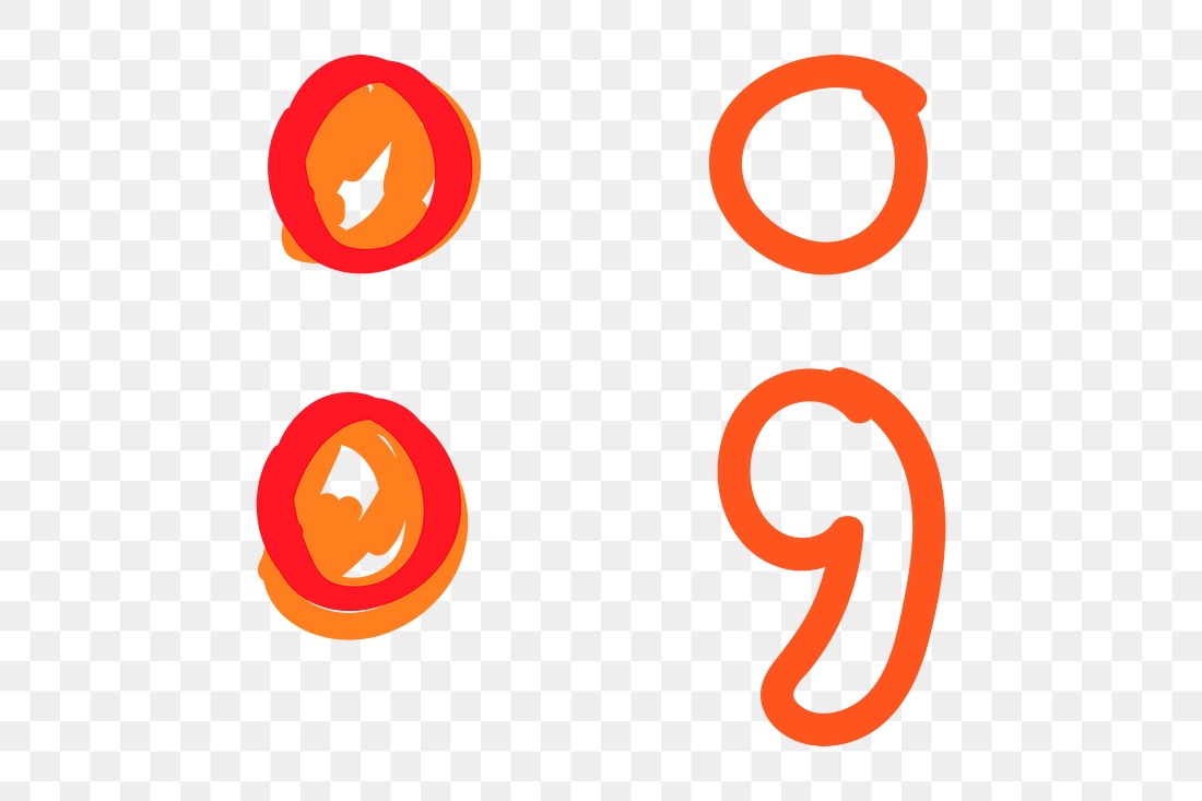 Png semicolon symbol hand drawn | Premium PNG Sticker - rawpixel