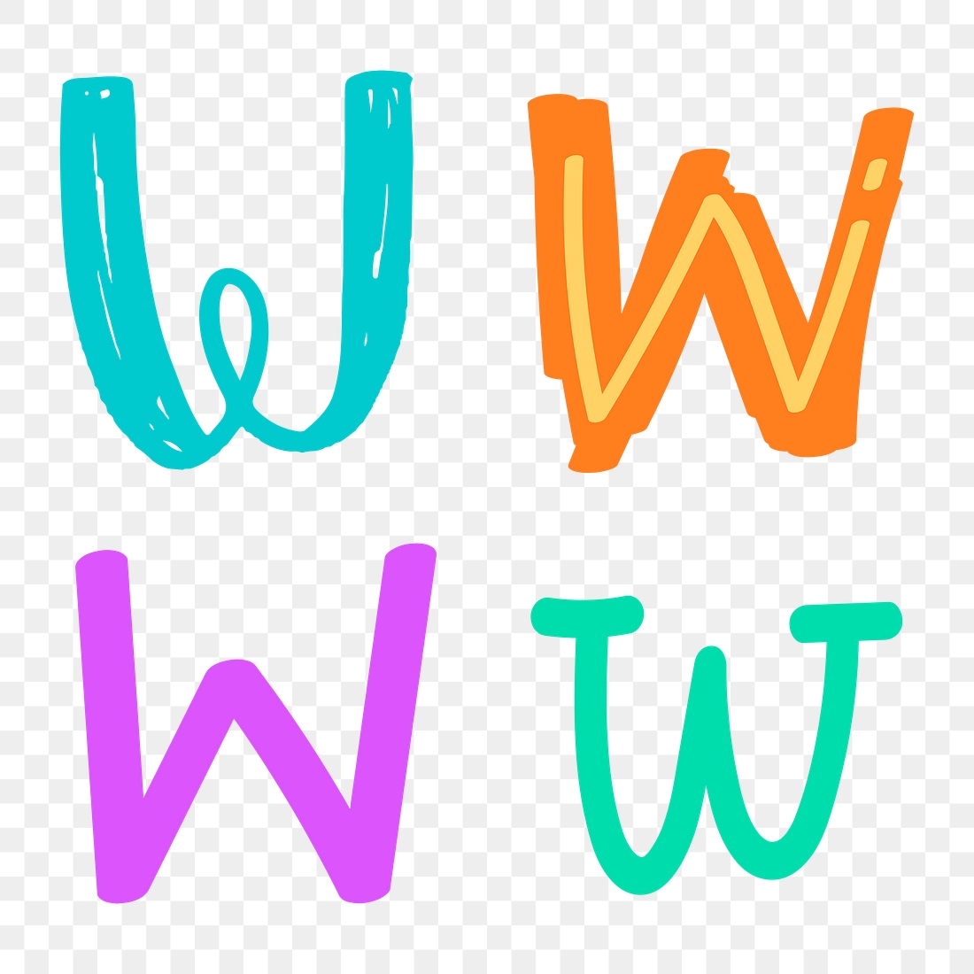 Doodle png letter W typography | Premium PNG - rawpixel
