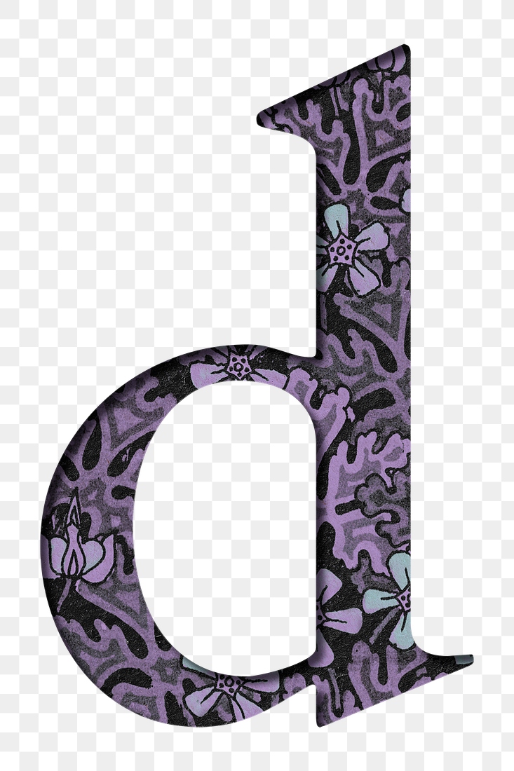 Vintage floral purple letter D | Free PNG Sticker - rawpixel