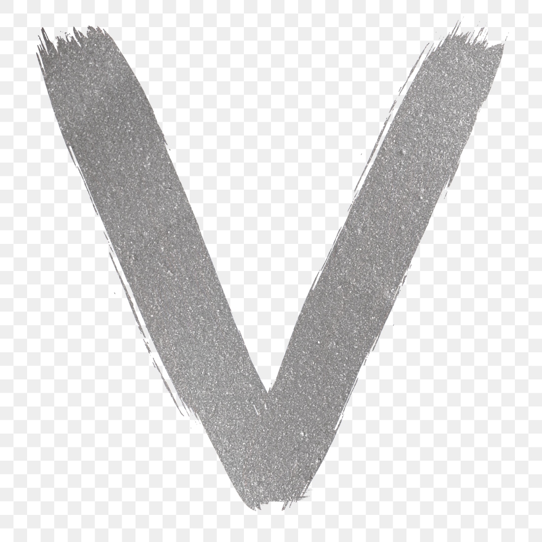 Transparent letter v silver brush | Free PNG Sticker - rawpixel