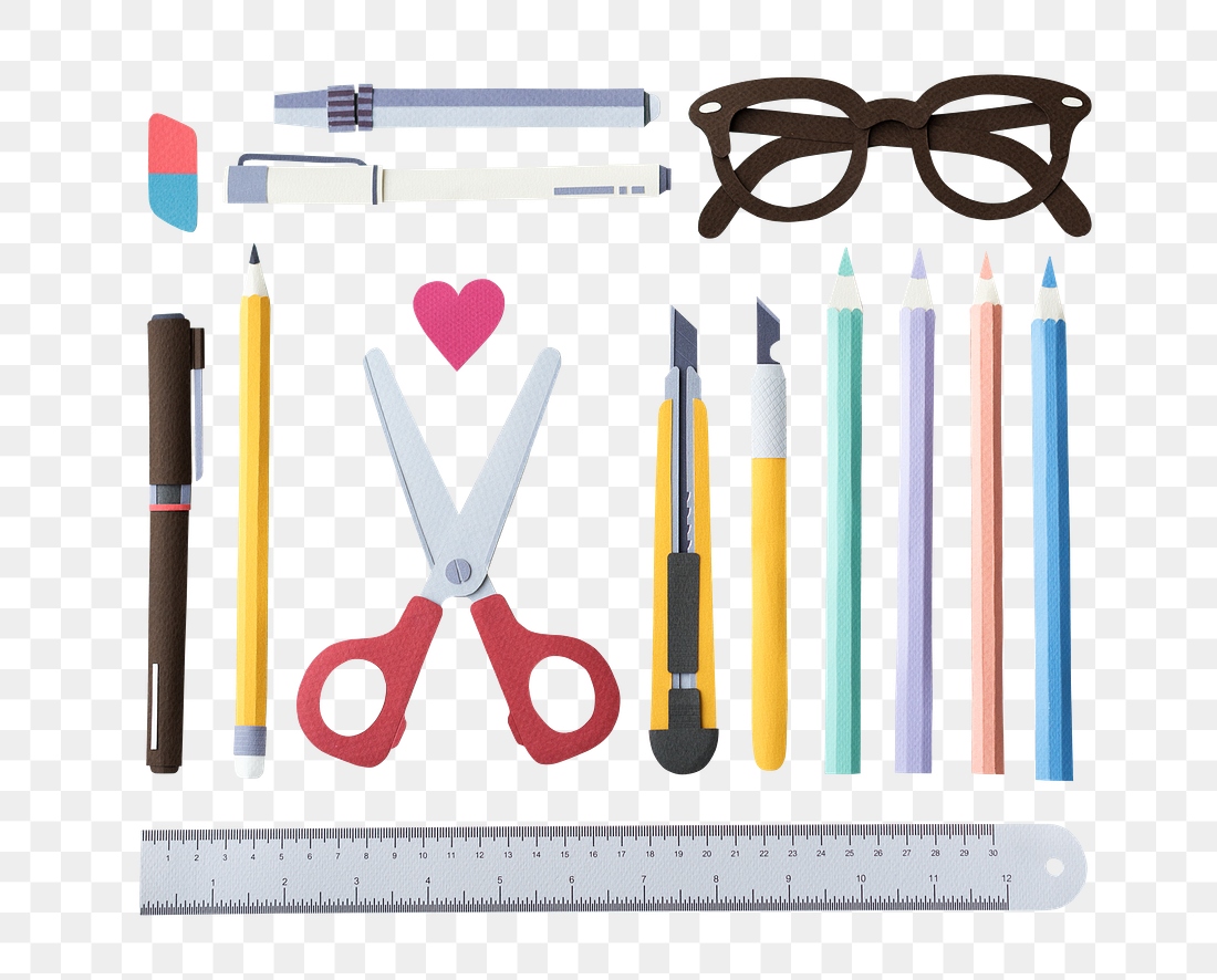 Papercraft stationery set transparent png | Premium PNG Sticker - rawpixel
