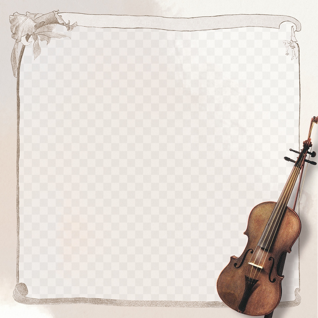 Square floral frame violin design | Premium PNG - rawpixel