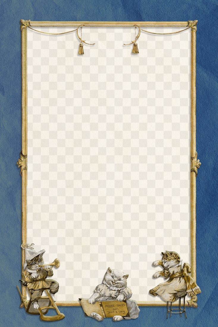 Rectangle cat frame blue background | Premium PNG - rawpixel