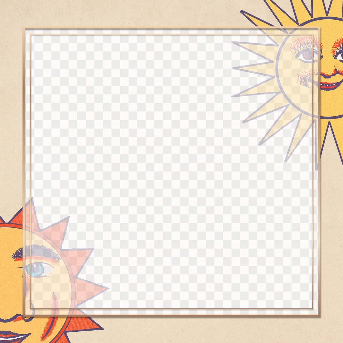 Vintage celestial sun face frame | Free PNG - rawpixel