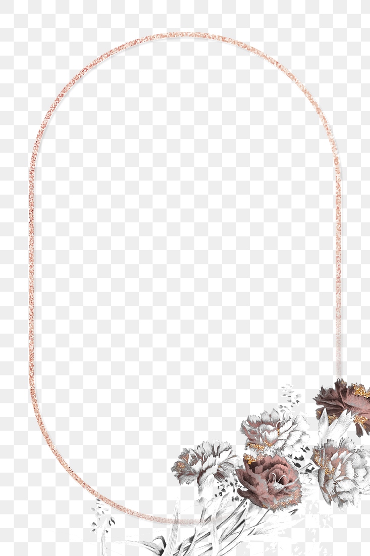 Rose gold oval frame with flower | Premium PNG - rawpixel