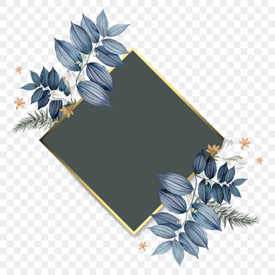 Empty floral frame design element | Premium PNG Sticker - rawpixel