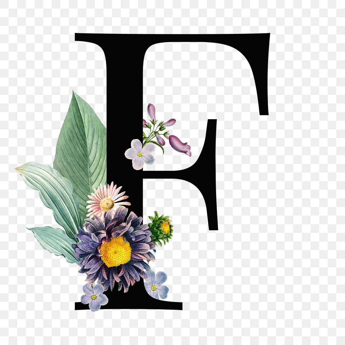 F png floral alphabet font | Premium PNG Sticker - rawpixel