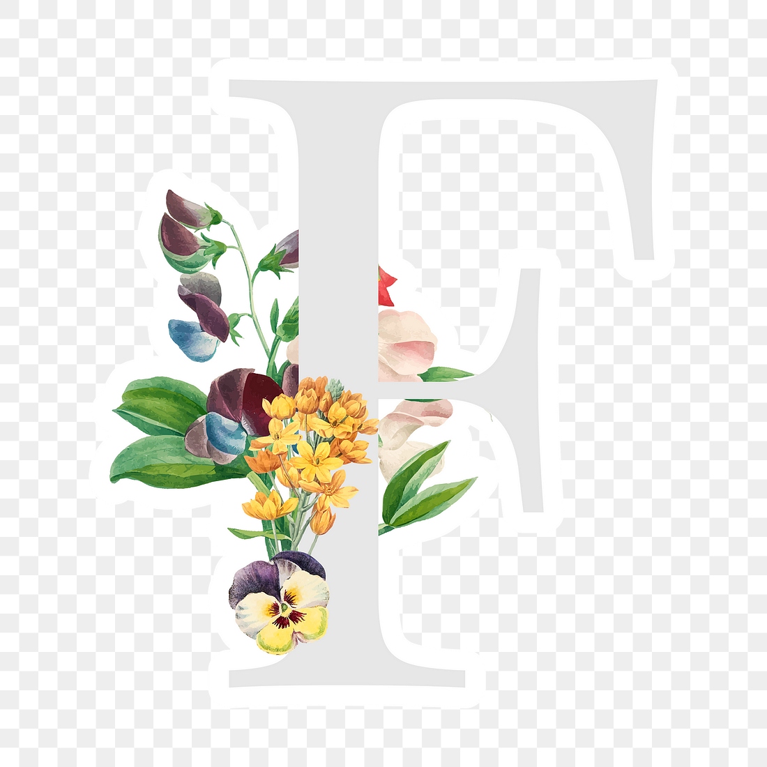 Flower decorated capital letter F | Premium PNG Sticker - rawpixel