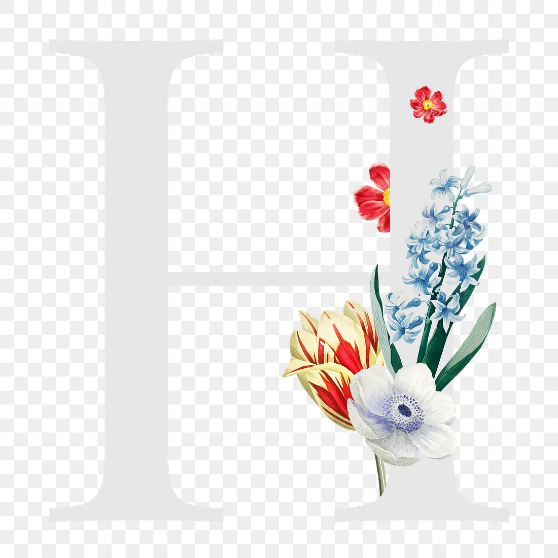 Flower decorated capital letter H | Premium PNG Sticker - rawpixel
