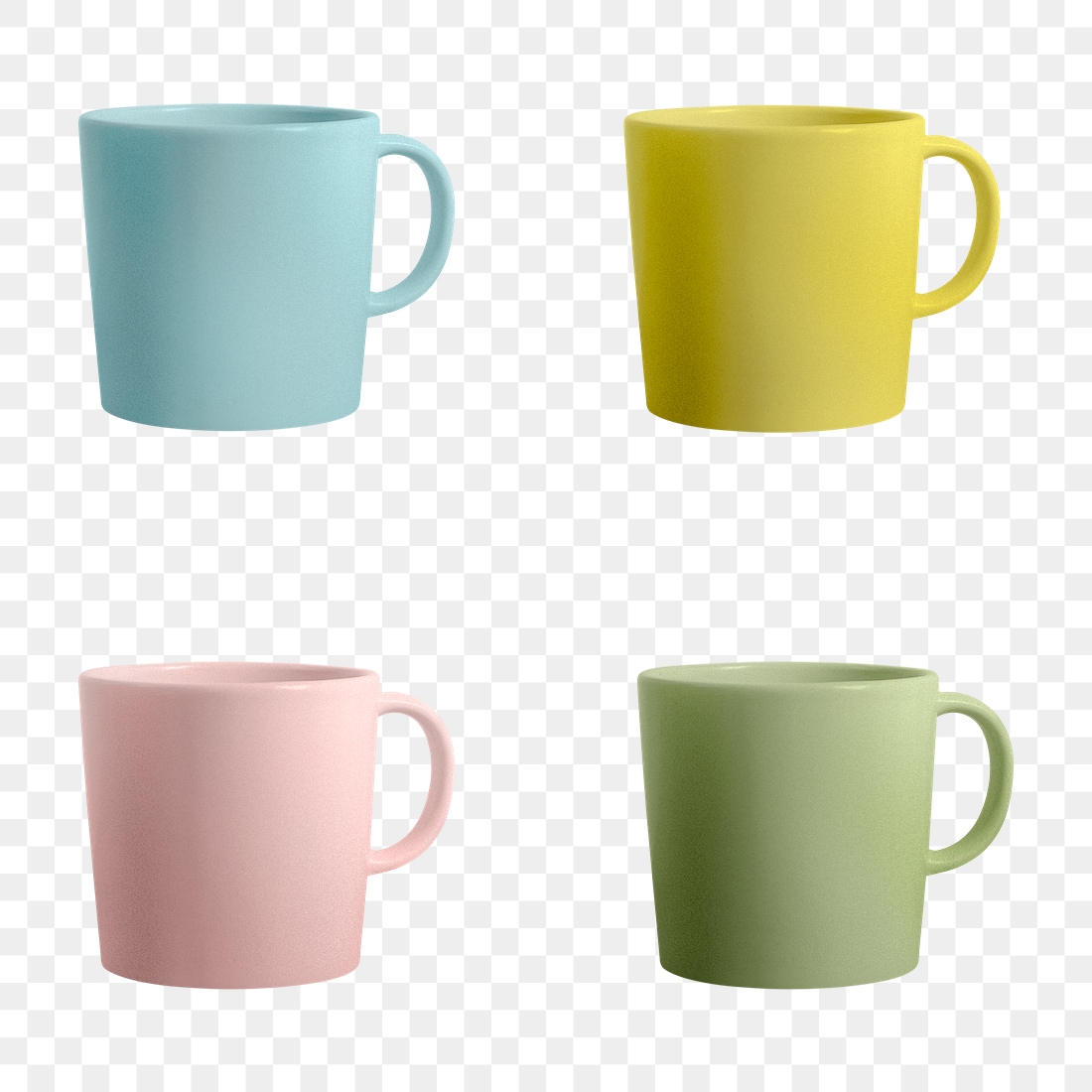 Colorful ceramic coffee cups set | Premium PNG - rawpixel