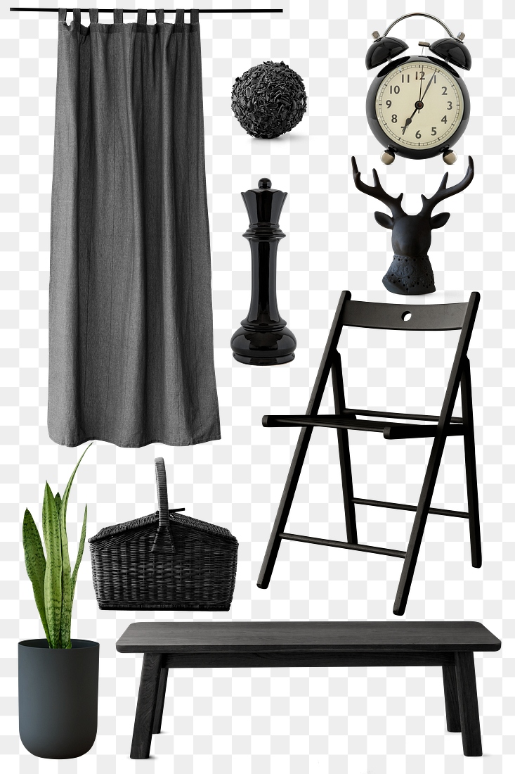Black home decoration items set | Premium PNG - rawpixel