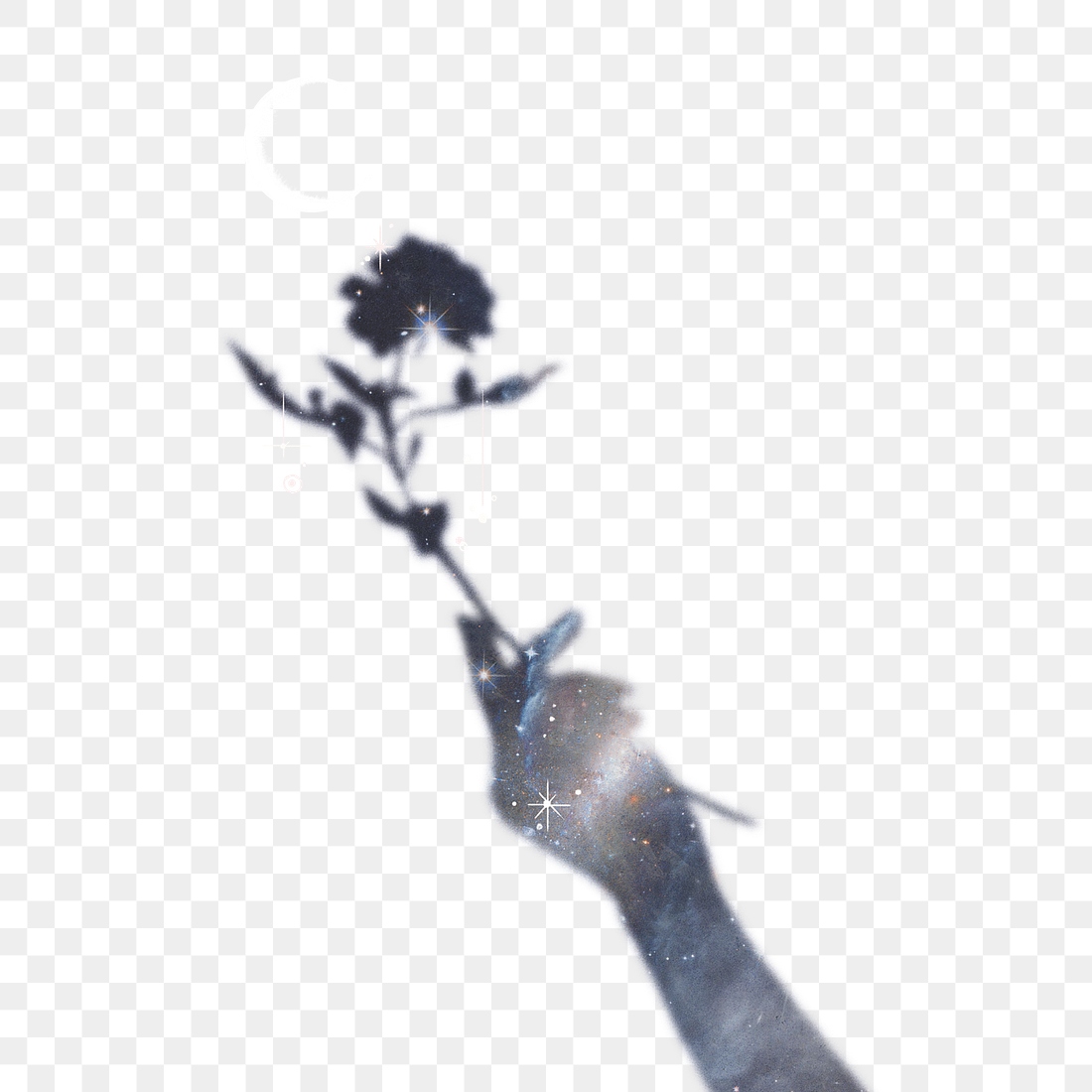 Hand shadow png, flower clipart, | Premium PNG Sticker - rawpixel