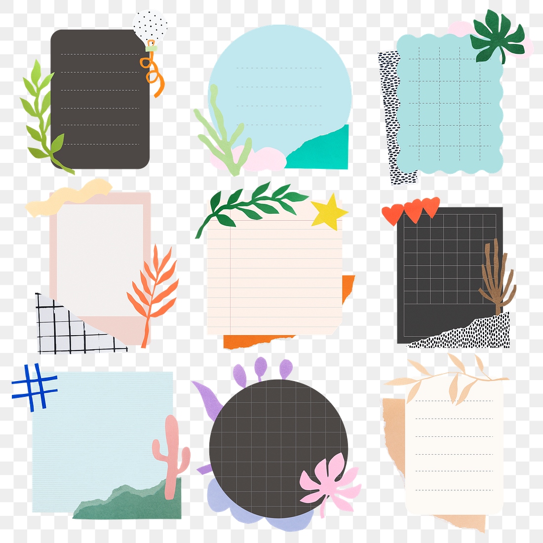 Cute note png stickers, botanical | Premium PNG - rawpixel
