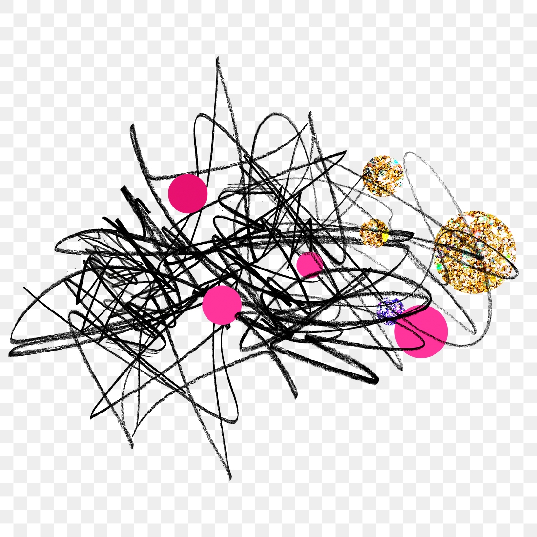 Messy line png sticker, glitter | Premium PNG - rawpixel