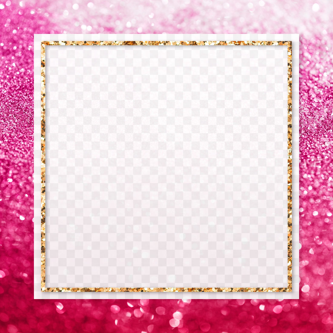 Golden frame pink sequin transparent | Premium PNG - rawpixel